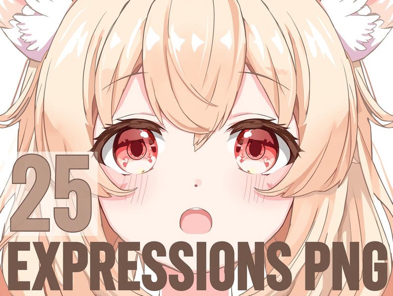 Vtuber Assets, 25 Anime Expression Pngs, Fuwamoco Style, Kawaii Fox ...