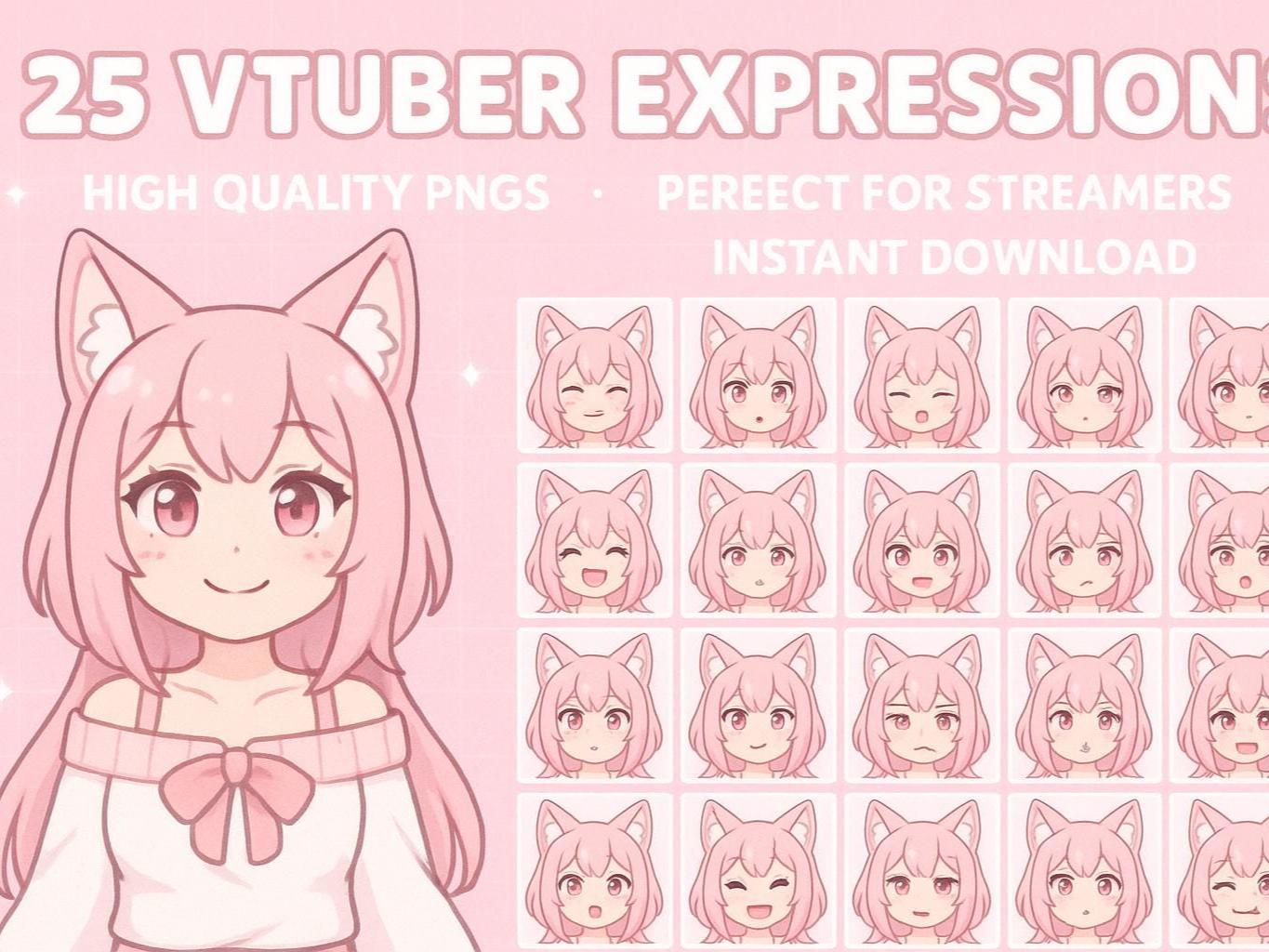 Vtuber Assets, 25 Anime Expression Pngs, Fuwamoco Style, Kawaii Fox ...