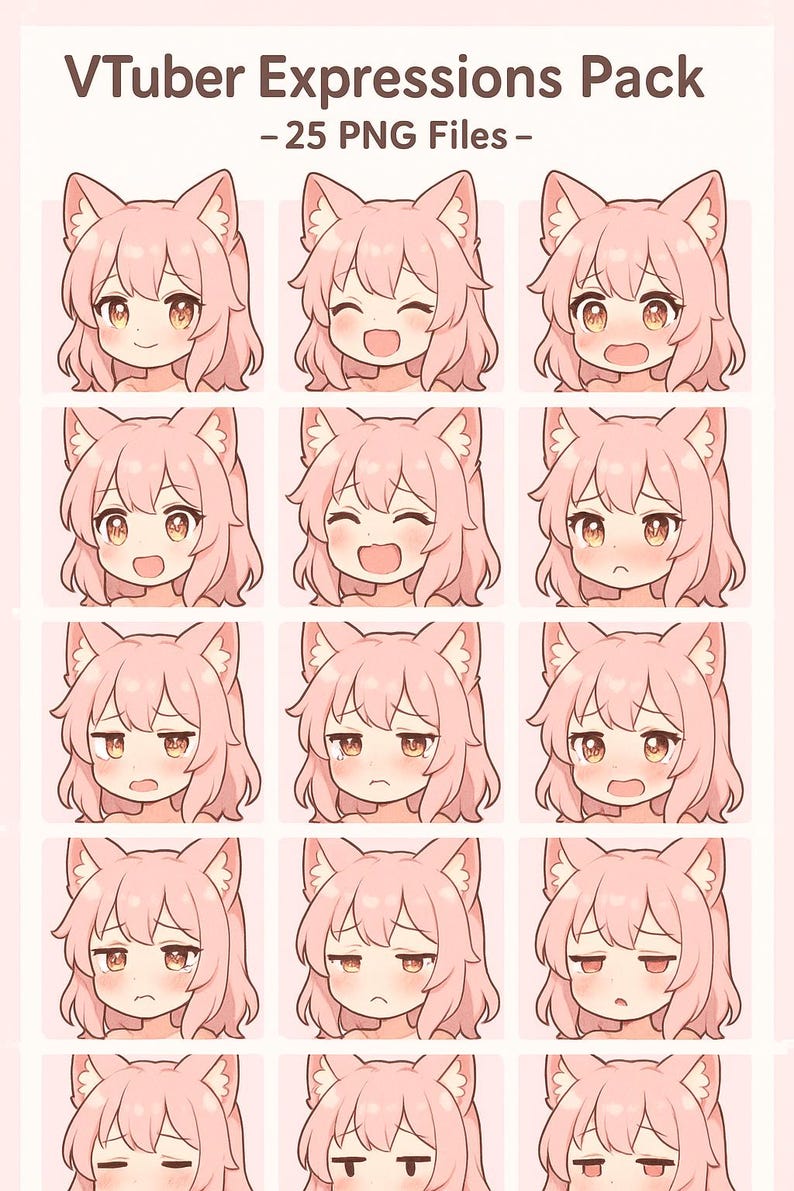 Vtuber Assets, 25 Anime Expression Pngs, Fuwamoco Style, Kawaii Fox ...