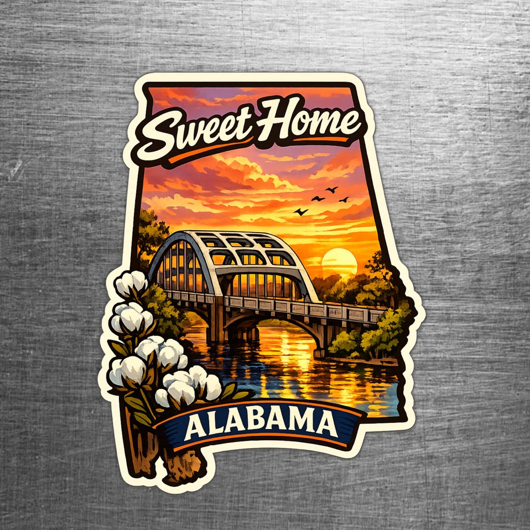 Alabama Custom State Sticker "sweet Home" Edmund Pettus Bridge - Etsy