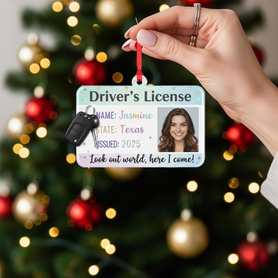 Personalized Acrylic Driver’s License Ornament – Custom Name and Photo ...