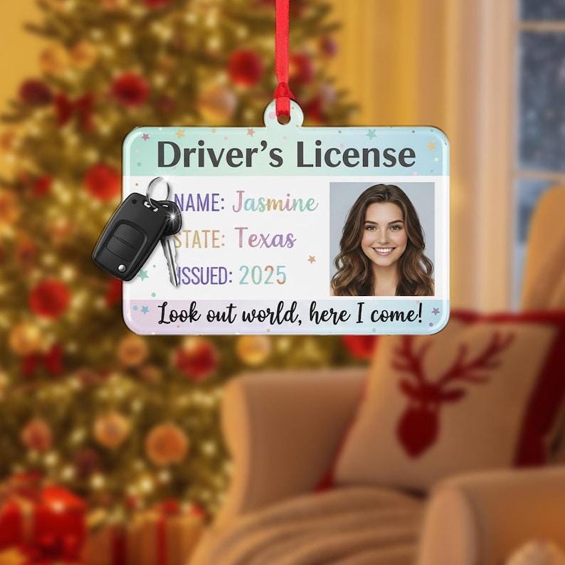 Personalized Acrylic Driver’s License Ornament – Custom Name and Photo ...