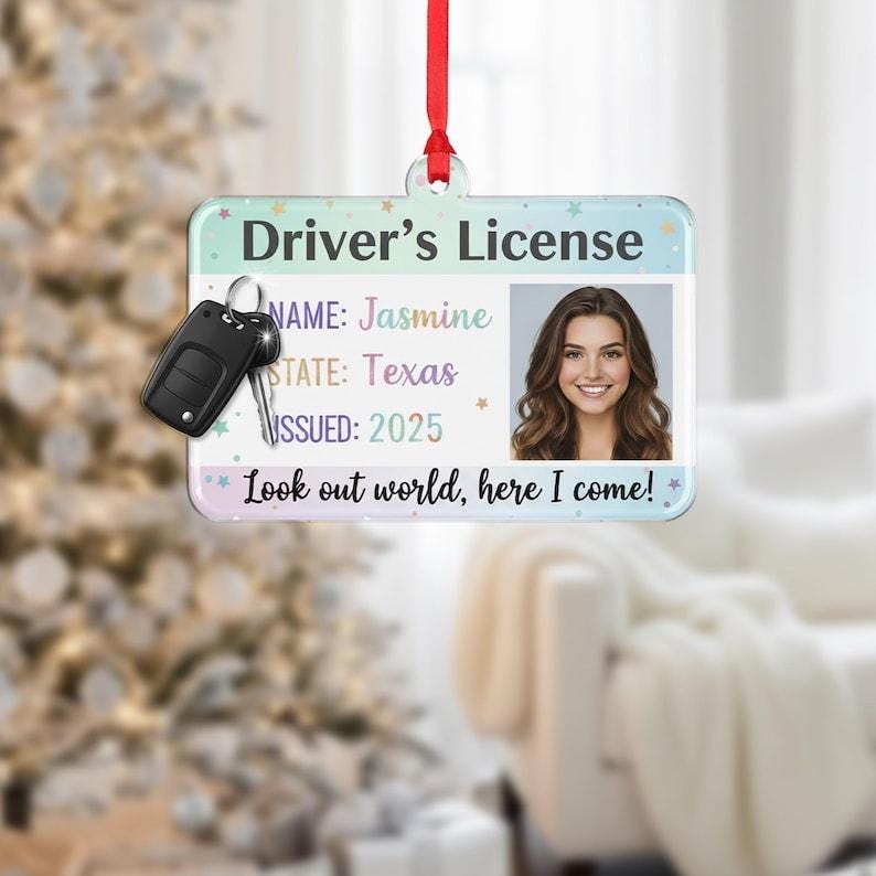 Personalized Acrylic Driver’s License Ornament – Custom Name and Photo ...
