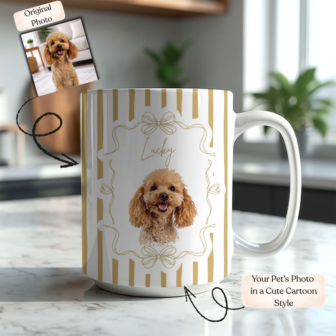 Custom Pet Mug, Personalized Pet Portrait Mug,custom Pet Striped Mug ...