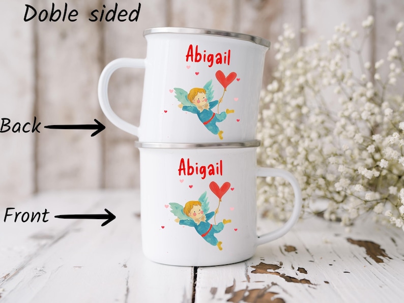 Personalized Kids Valentine Mug, Cute Angel Mug for Girl, Gift for ...