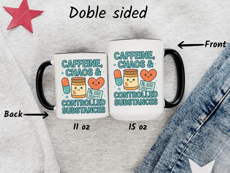 Caffeine Chaos & Controlled Substances Mug – Funny Pharmacy Tech Gift ...