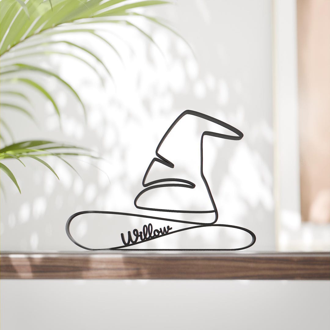 Personalized Wizard Hat Figure - Minimalist Line Art Sculpture - Etsy