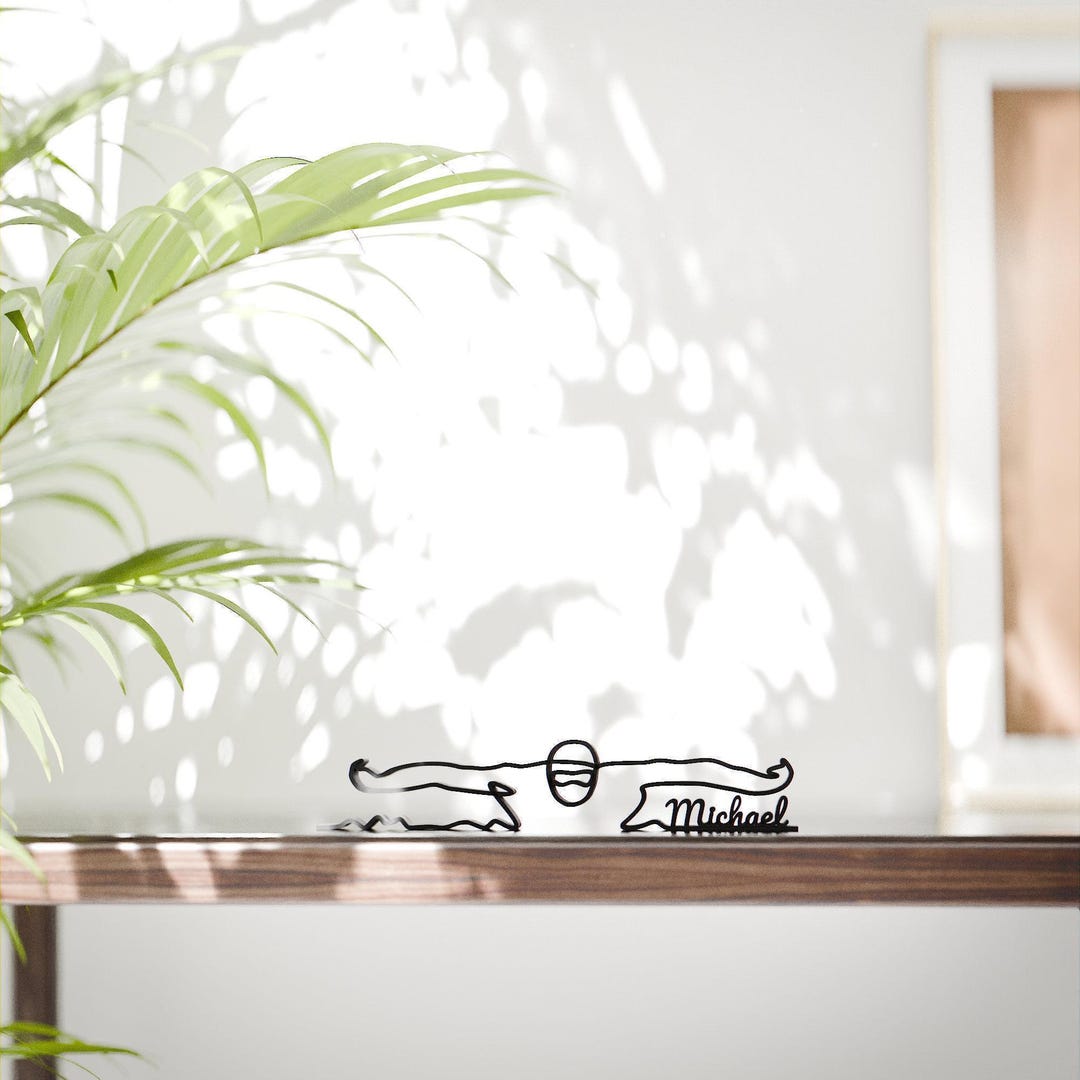 Personalized Swimmer Figure - Minimalist Line Art Sculpture - Etsy