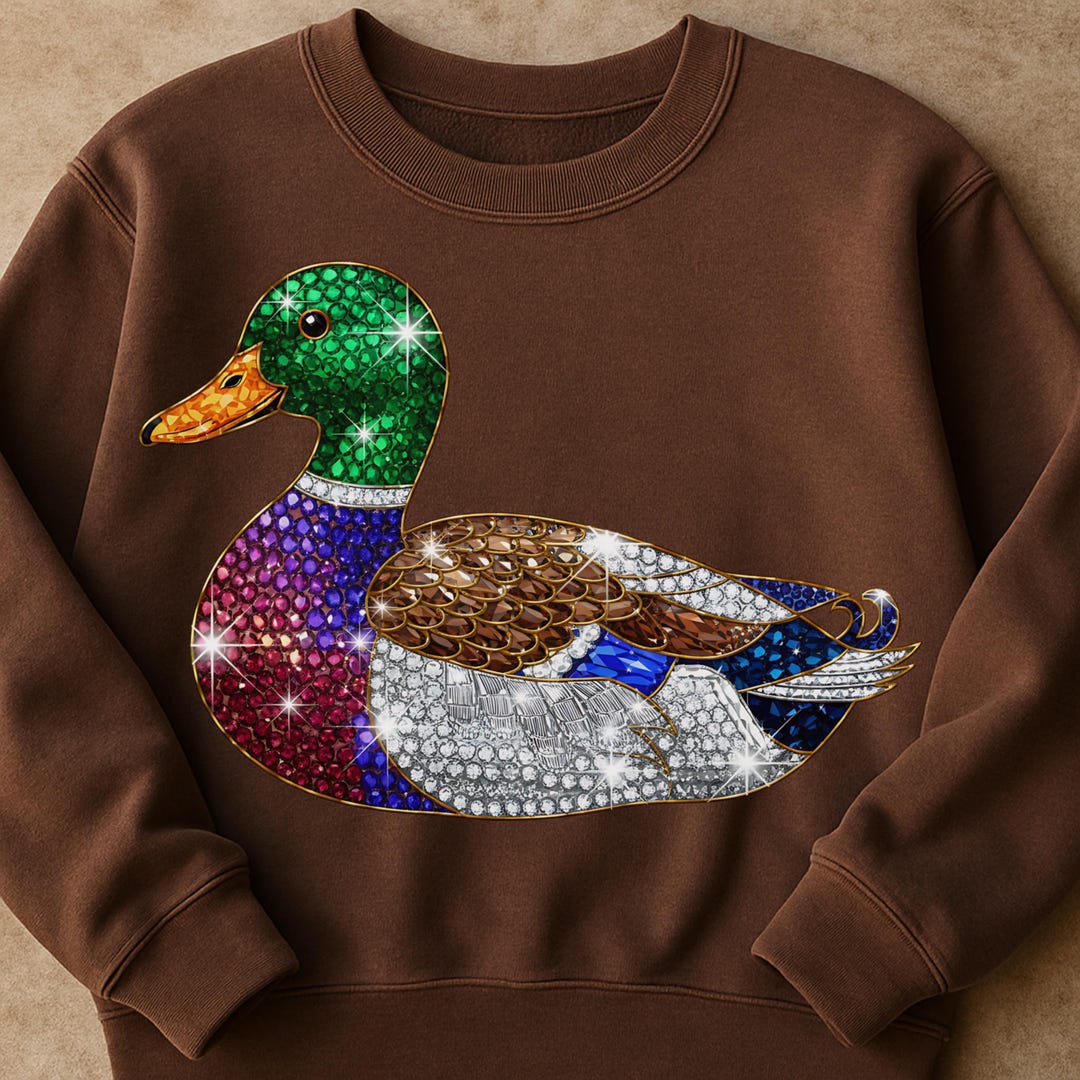 Rhinestone Mallard Duck PNG, Crystal Sparkle Graphic (transparent ...