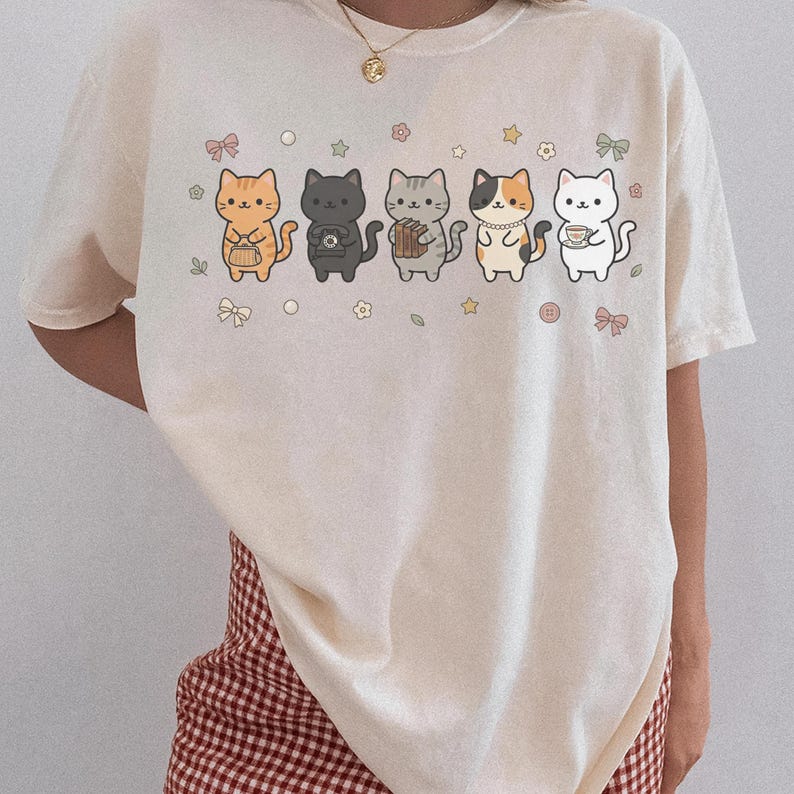 Cat Mom PNG, Vintage Cottagecore Clipart, Kawaii Cats (digital Download ...