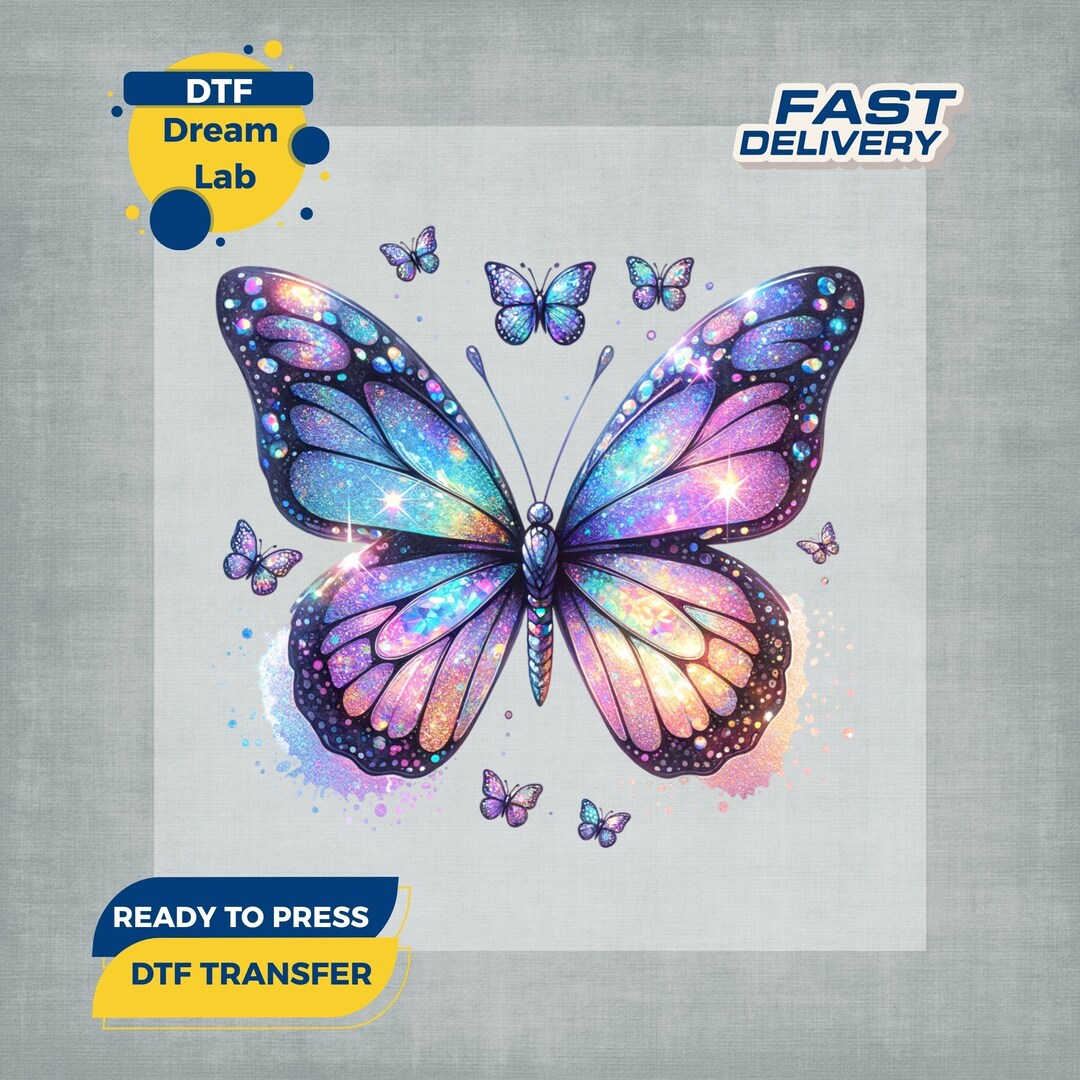 Iridescent Butterfly DTF Transfers: Colorful Butterflies Ready to Press ...