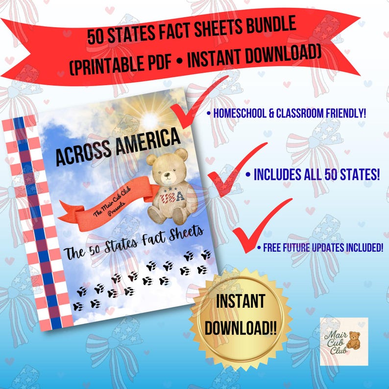50 States Fact Sheets: Homeschool Geography, U.S. State Worksheets ...