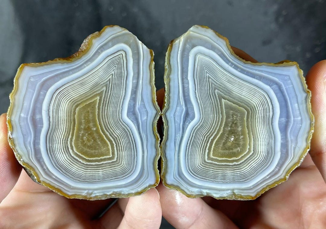 Banded Agate Geode Pair | Earth Tone Crystal Display Stone - Etsy Australia
