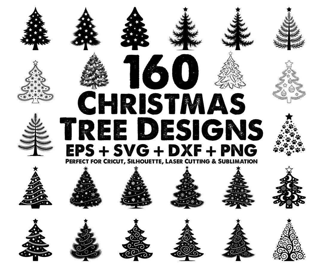 160 Christmas Tree SVG Bundle | Commercial Use | Cricut Silhouette ...
