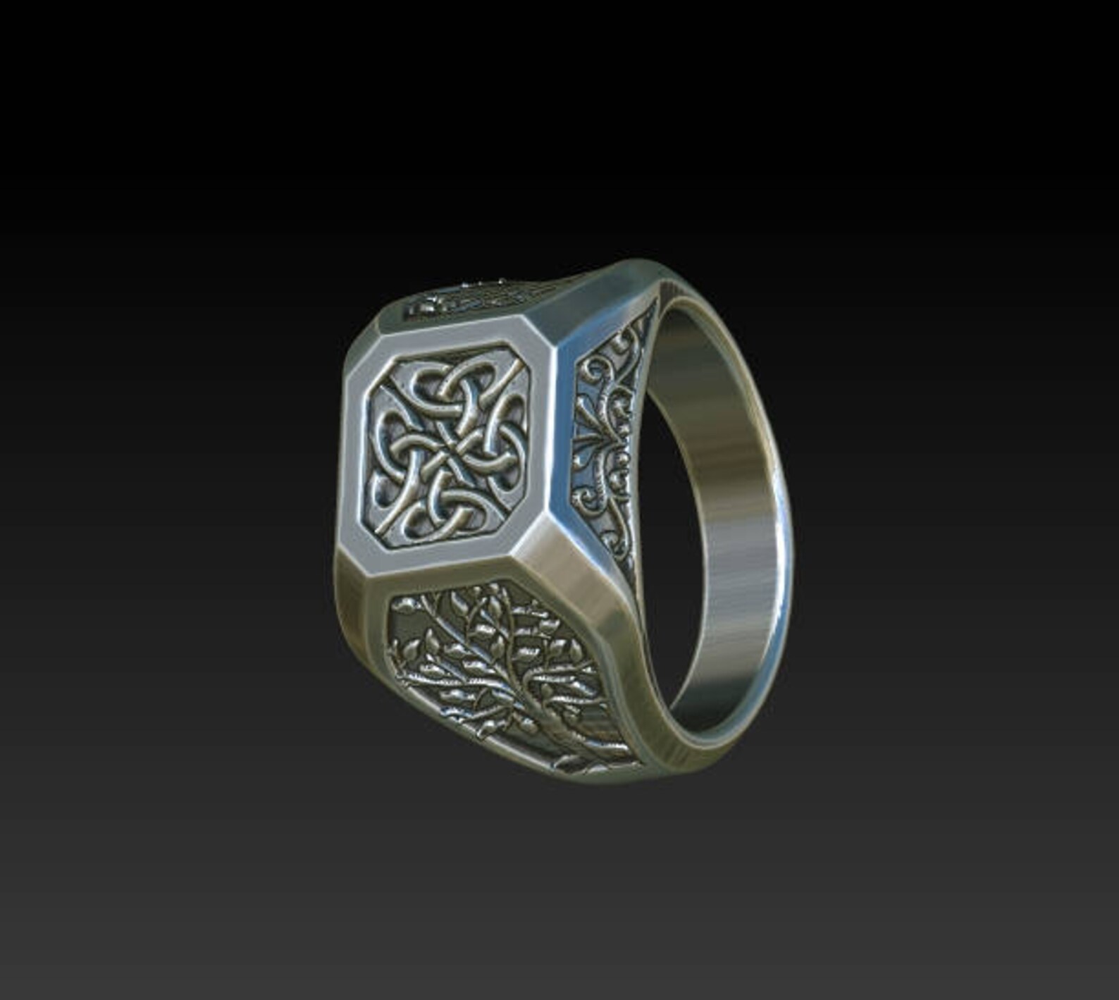 Mens Celtic Signet Ring Tree of Life Gentleman Chevalier Ring | Etsy