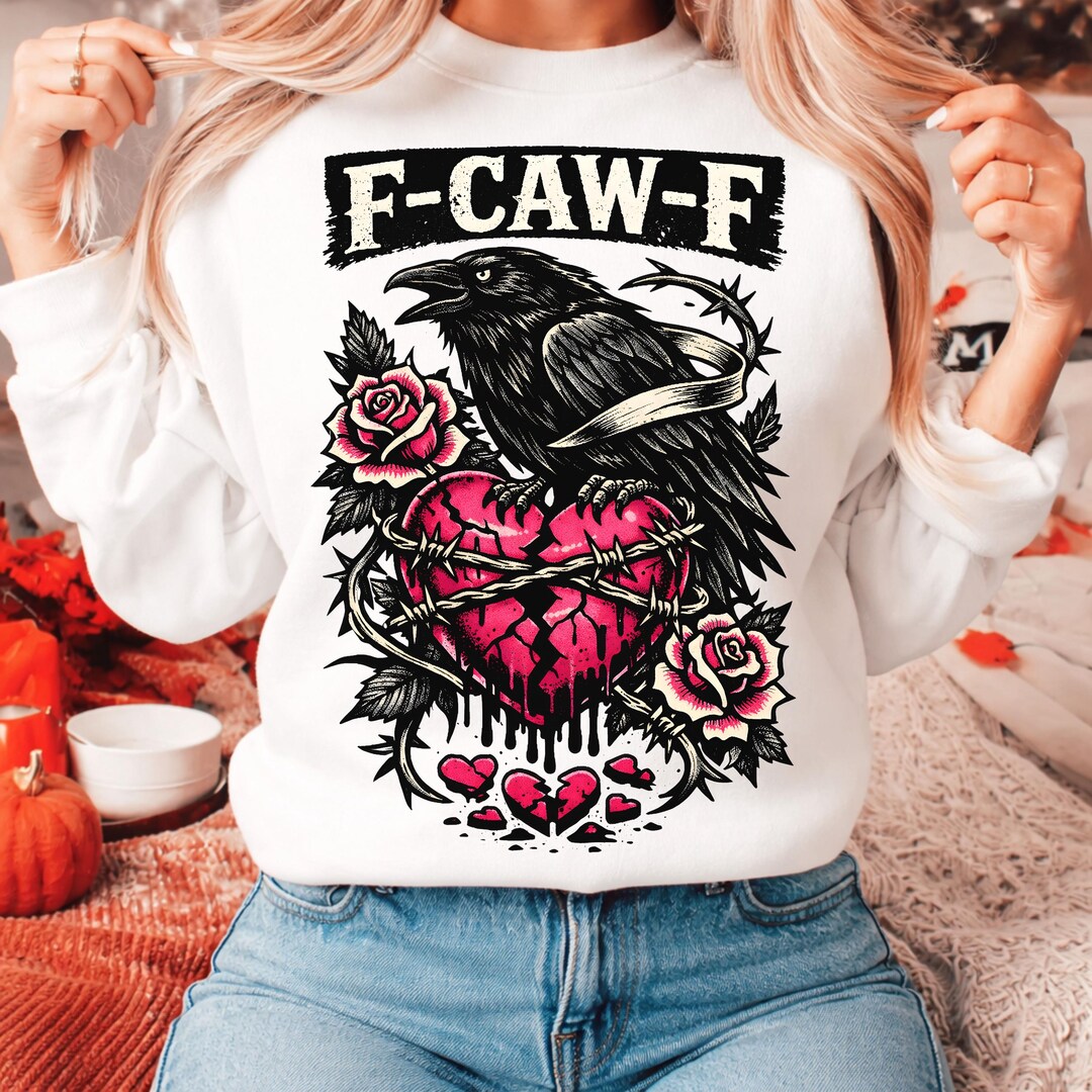 Raven Broken Heart PNG, F-caw-f Crow Rose Sublimation Design, Digital ...