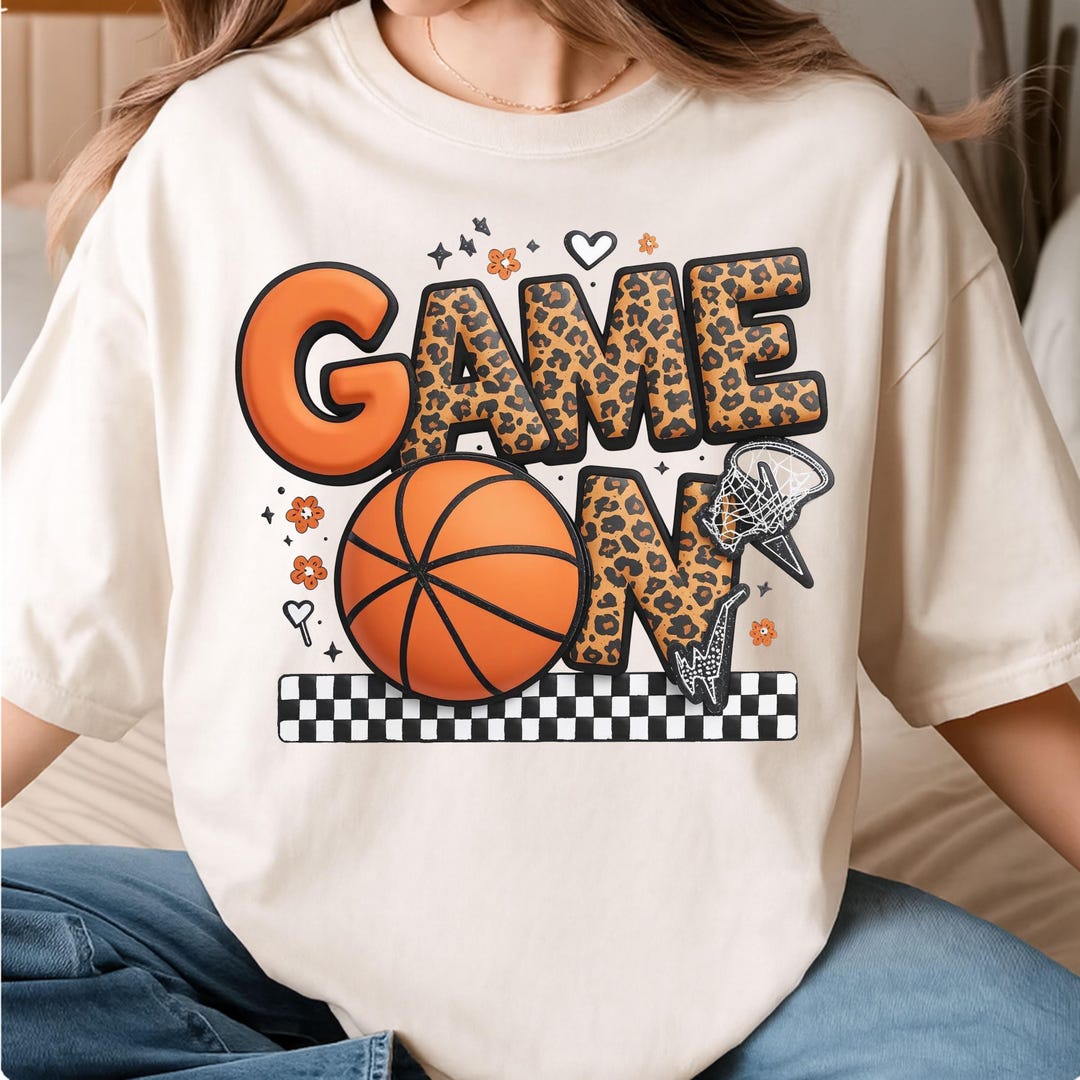 Game on Basketball PNG, Leopard Print Basketball Sublimation Design ...
