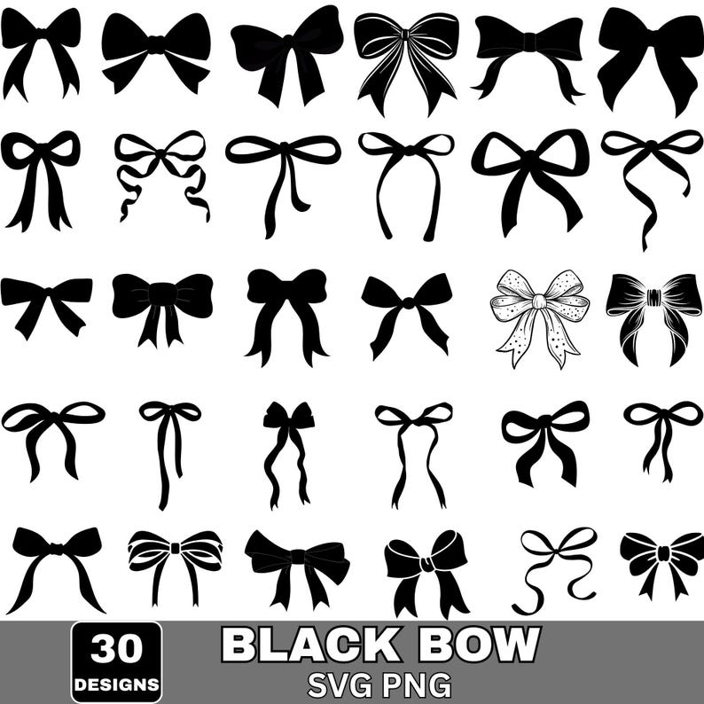 Black Bow SVG Bundle: 30 Ribbon Clipart Designs (digital Download) - Etsy