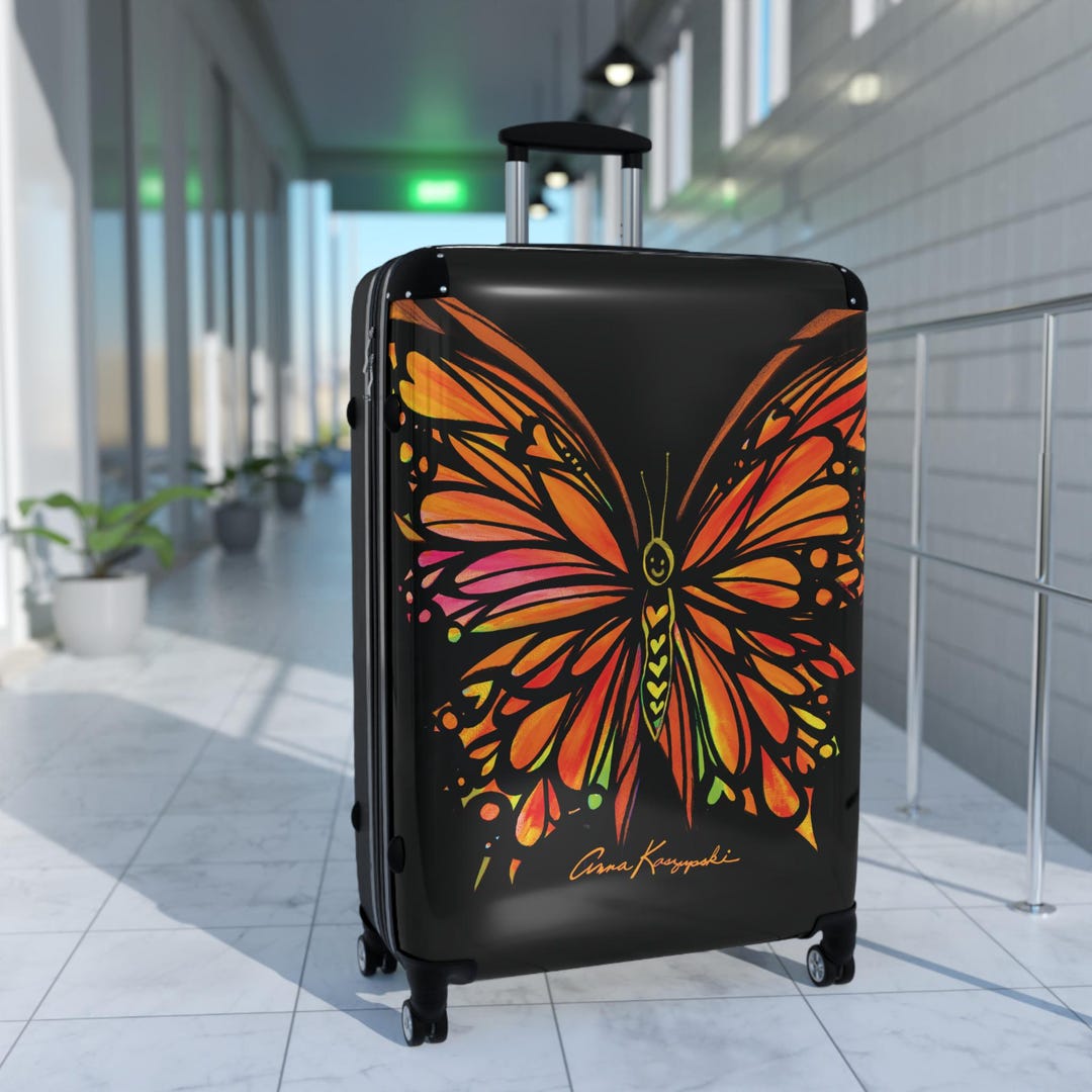 Monarch Burst Carry on Suitcase- Colorful Butterfly Travel Luggage - Etsy
