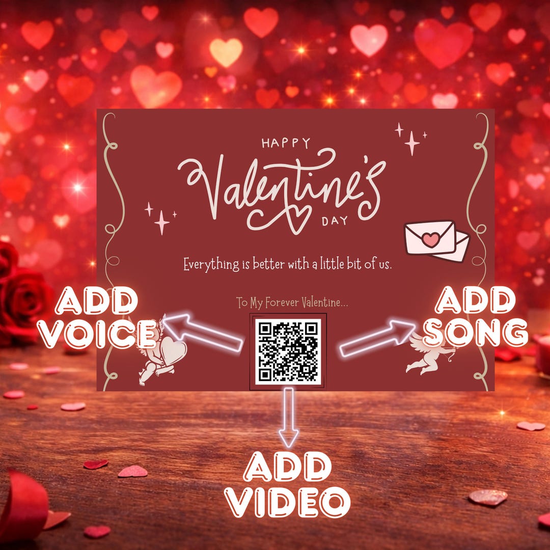 Valentines Day Romantic QR Code Card | Personalized Video Message Gift ...