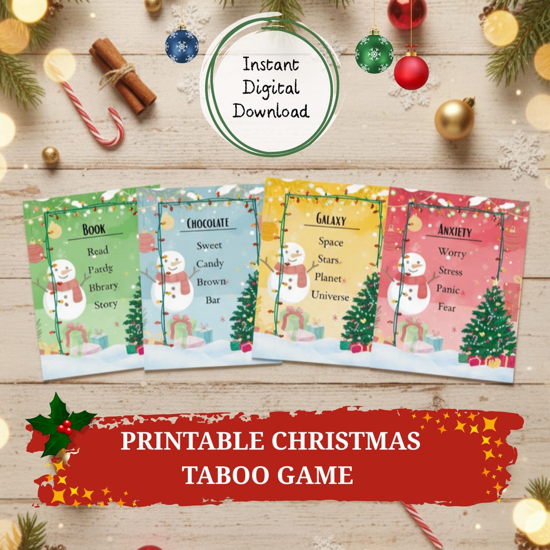 Fun Christmas Party Game Printable Taboo for Family and Friends - Etsy
