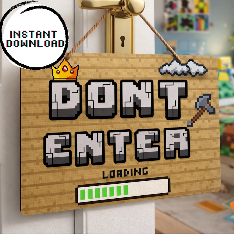 Minecraft Door Sign Printabl | Room Do Not Enter Sign | Gamer Bedroom ...