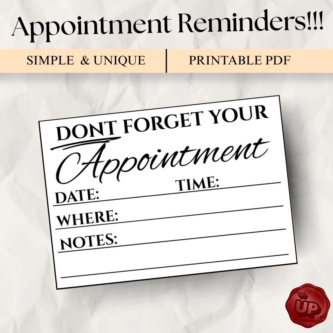 Appointment Reminder Cards Printable | Appointment Card Template | 8 ...
