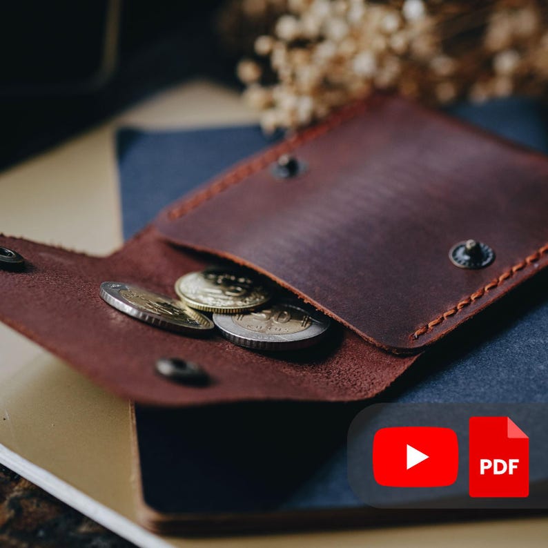 Mini Leather Pouch Template – 8x8 Cm Snap Closure Coin, Earbuds ...