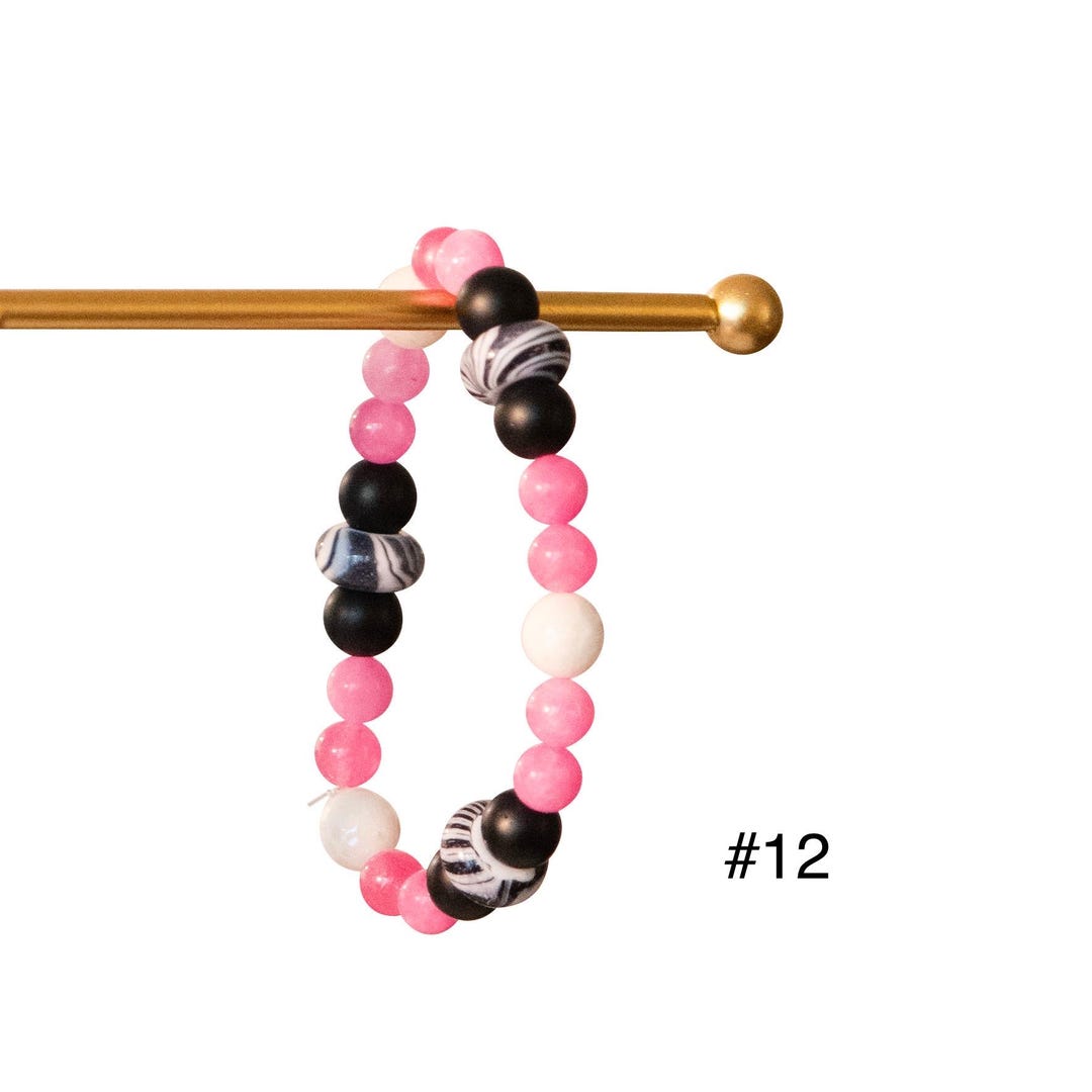 12 Handcrafted Beaded Bracelet- Breast Cancer Awareness Inspired - Etsy