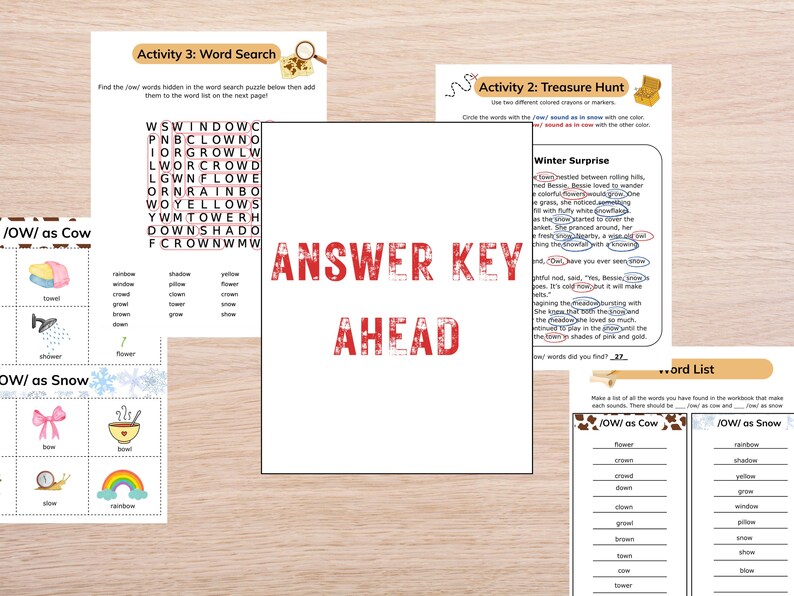 OW Phonics Worksheet | Printable Reading Activity | Treasure Hunt ...