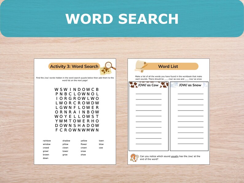 OW Phonics Worksheet | Printable Reading Activity | Treasure Hunt ...