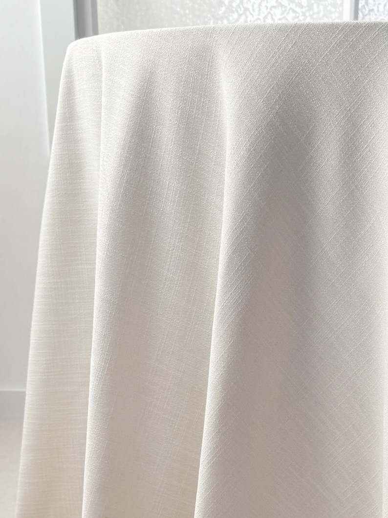 Cream White Linen Round Ruffled Table Skirt, Custom Size Table Cover ...