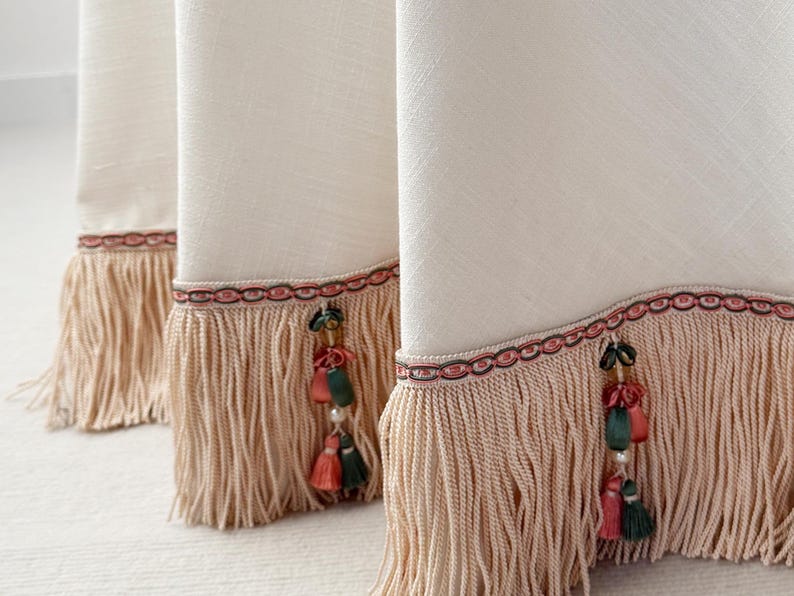 Cream White Linen Round Ruffled Table Skirt, Custom Size Table Cover ...