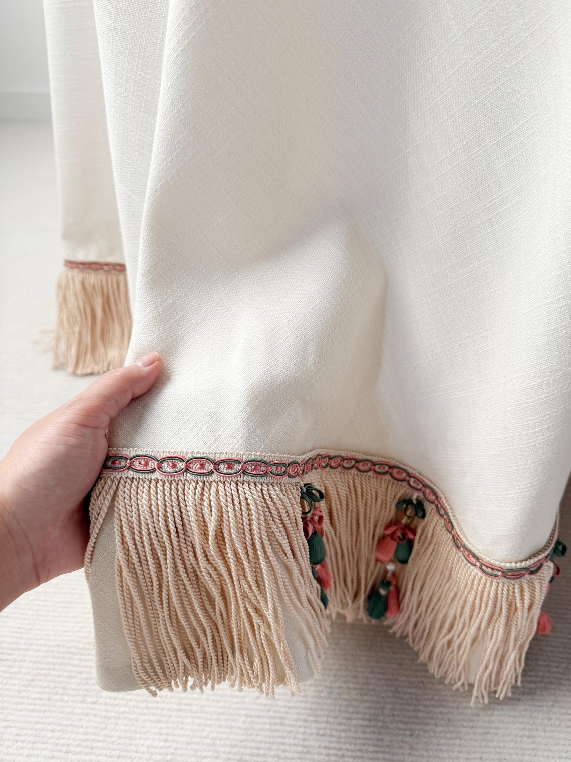 Cream White Linen Round Ruffled Table Skirt, Custom Size Table Cover ...