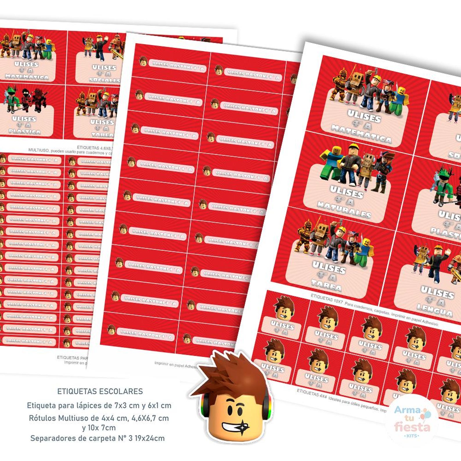 Roblox School Labels Kit: Editable Printable School Supplies - Etsy