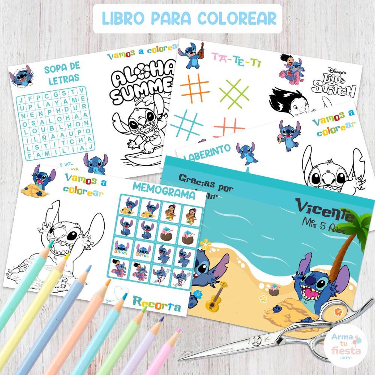 Printable Stitch Coloring Book With Editable Text in Powerpoint - Etsy
