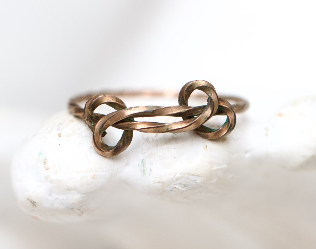 Antique Victorian Dainty Gilt Ring Size M Rolled Gold Slip Knots Copper ...