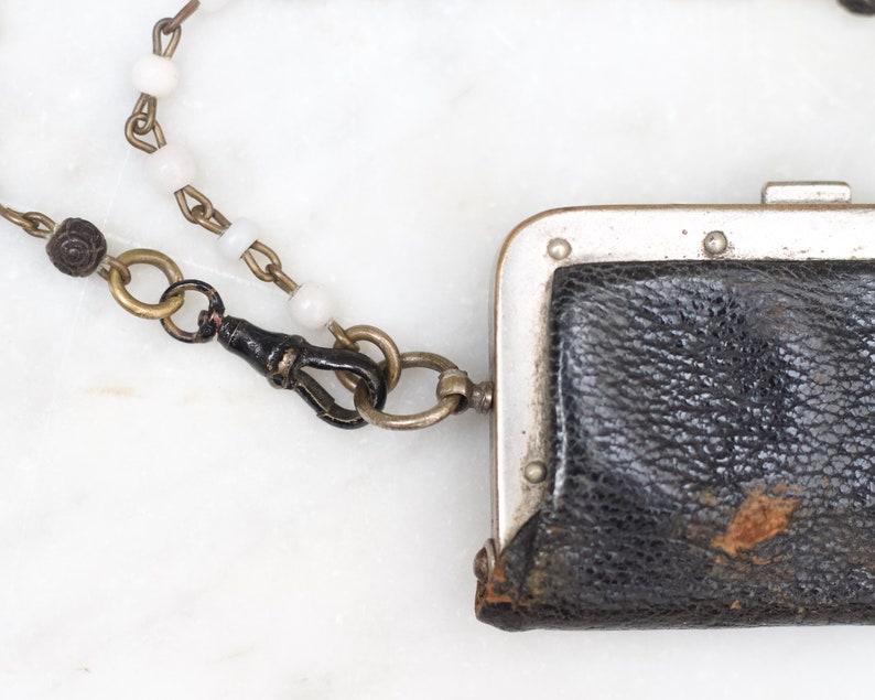 Victorian Leather Sovereign Holder Necklace - Antique Coin Purse ...