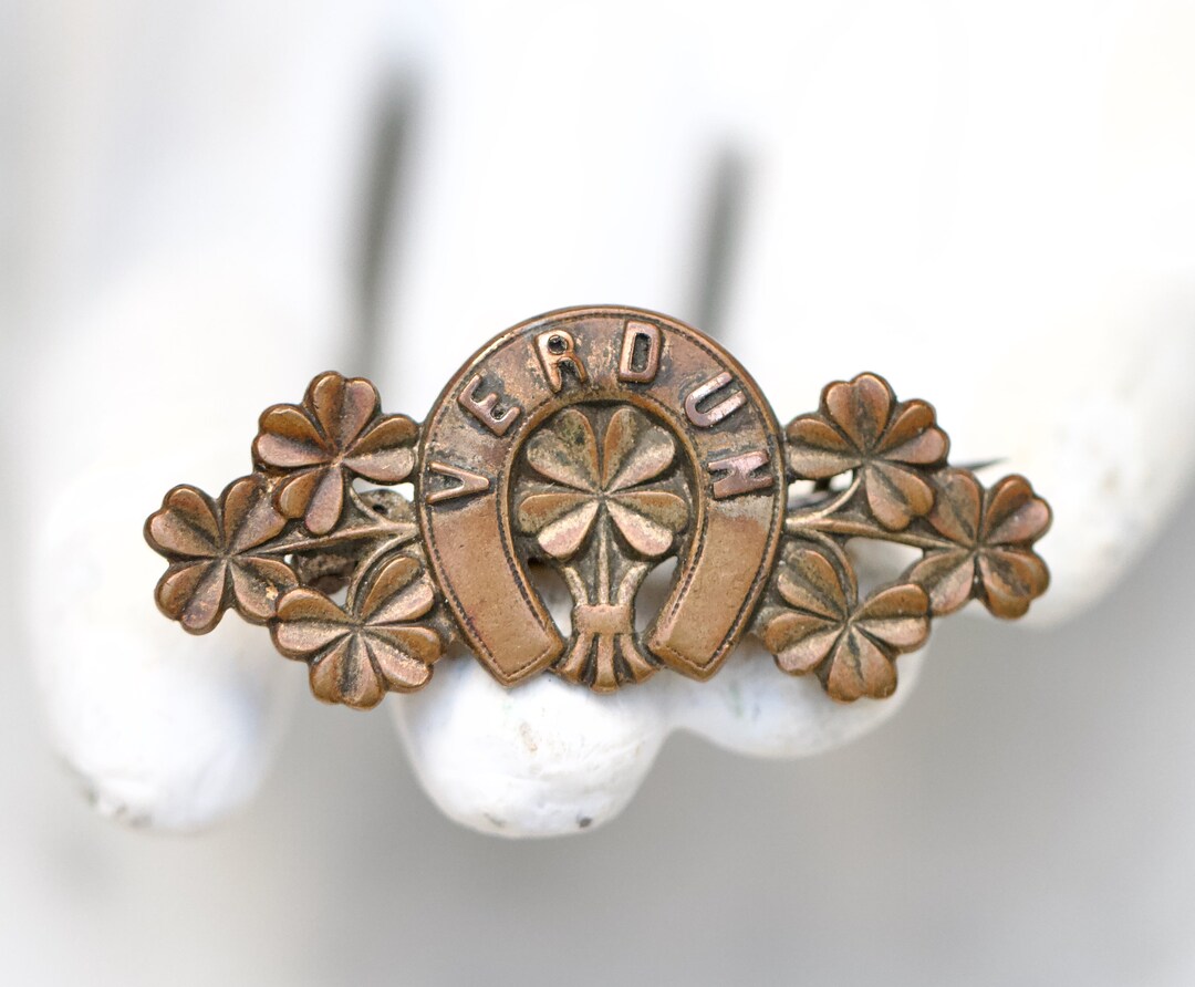 Victorian Horseshoe Collar Pin With 4 Leaf Clover - Antique Souvenir ...