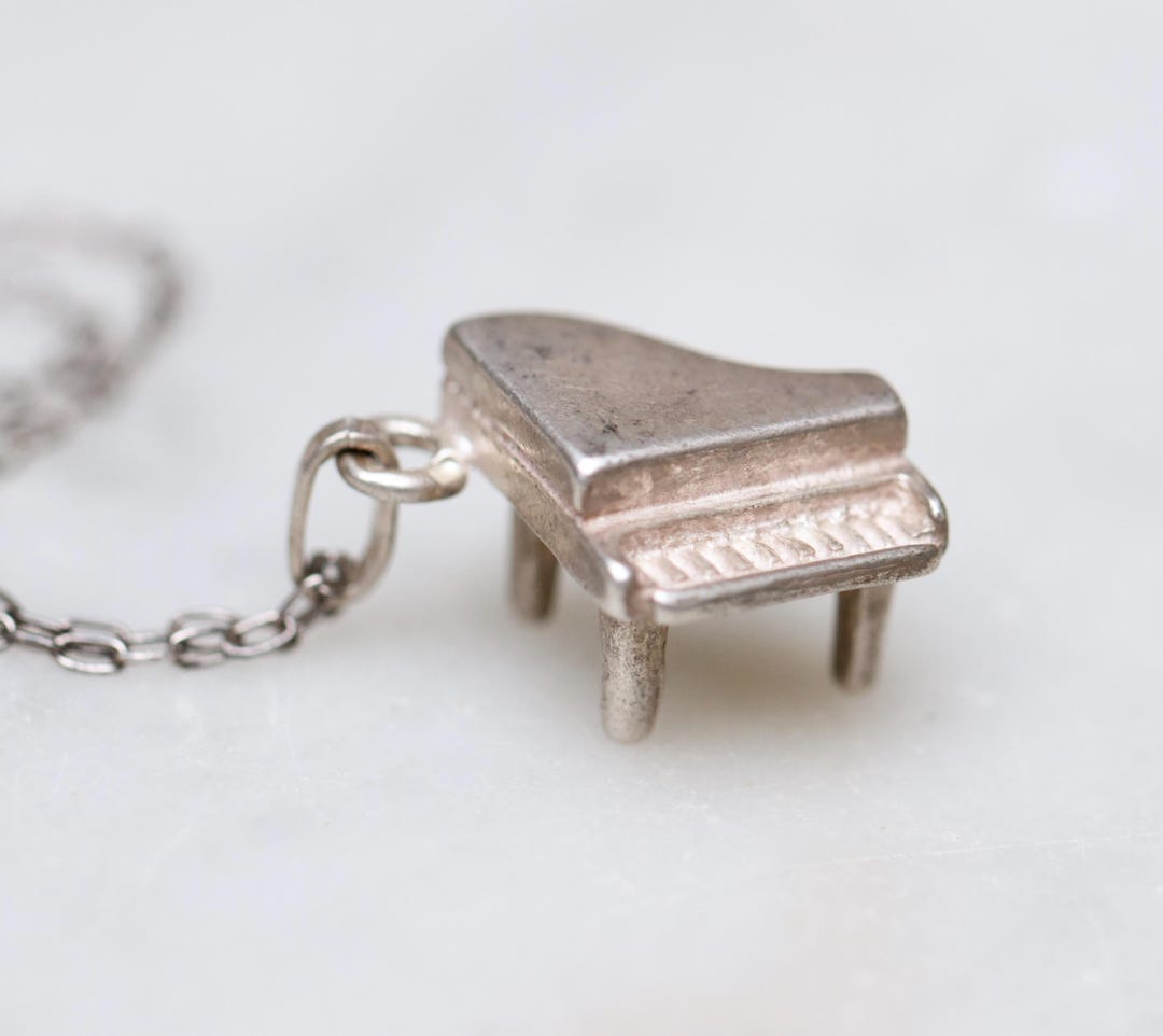 Grand Piano Necklace - Miniature Antique Sterling Silver Pendant ...