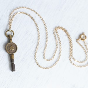 Pocket Watch Key Necklace Lucky Number 7, Brass and Copper Small Wind ...