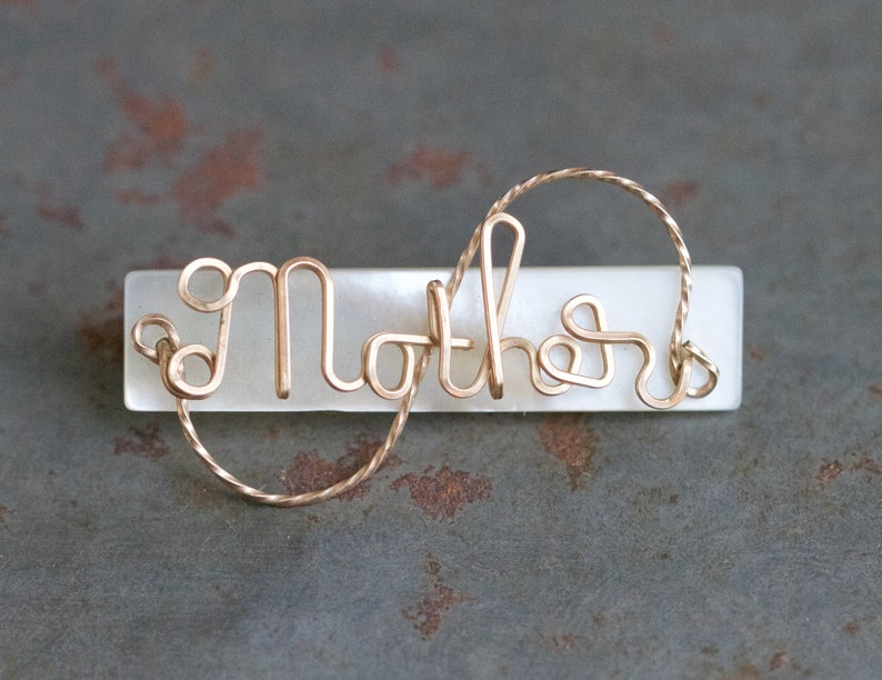 Word Mother Bar Brooch Wire Script Wirework Letters on - Etsy