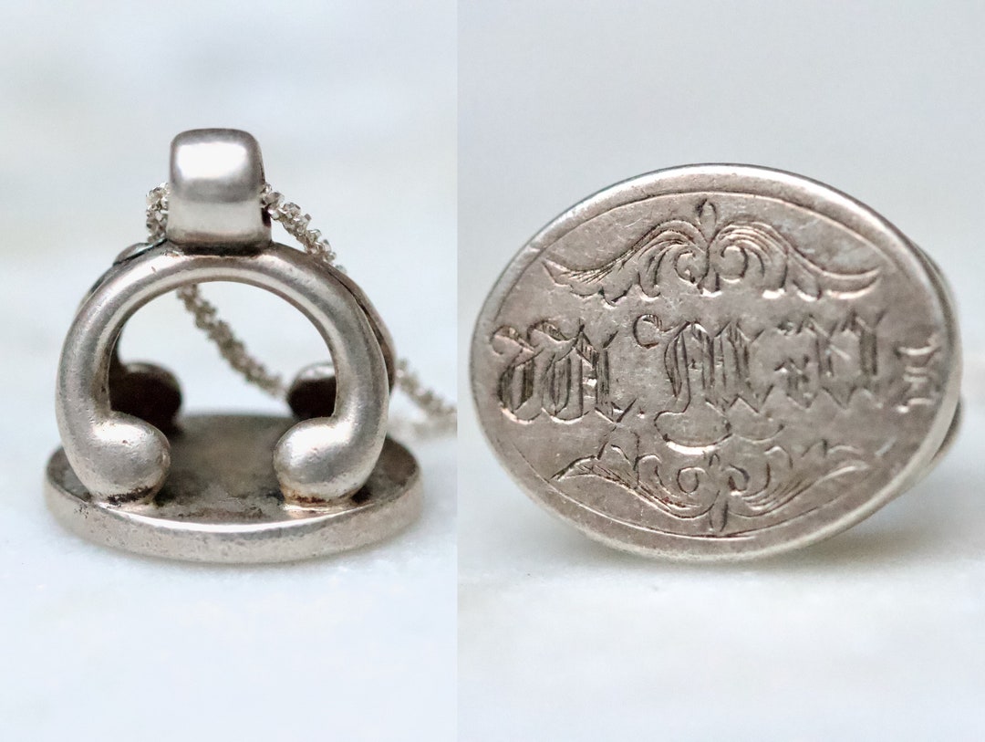 Antique Victorian Pipe Tamper Necklace Engraved OA Mills Sterling ...