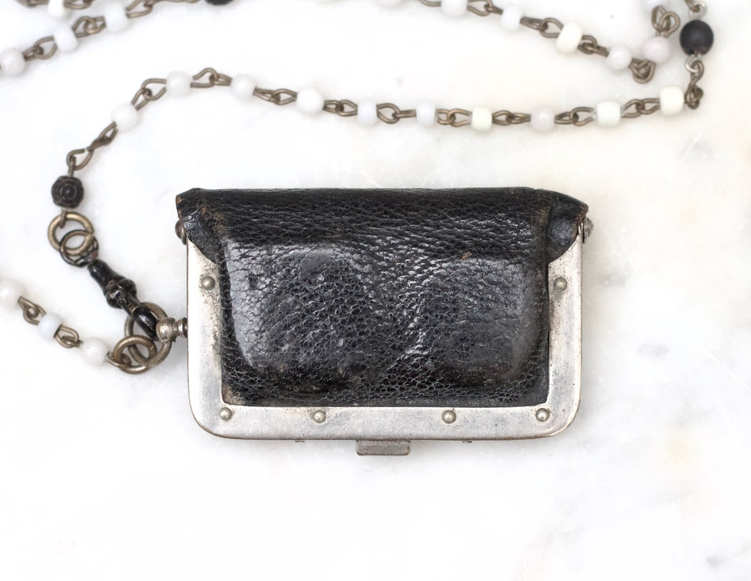 Victorian Leather Sovereign Holder Necklace - Antique Coin Purse ...