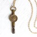Pocket Watch Key Necklace Lucky Number 7, Brass and Copper Small Wind ...