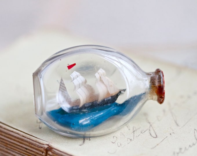Miniature Ship in a Bottle - Tiny Nautical Home Decor - Etsy