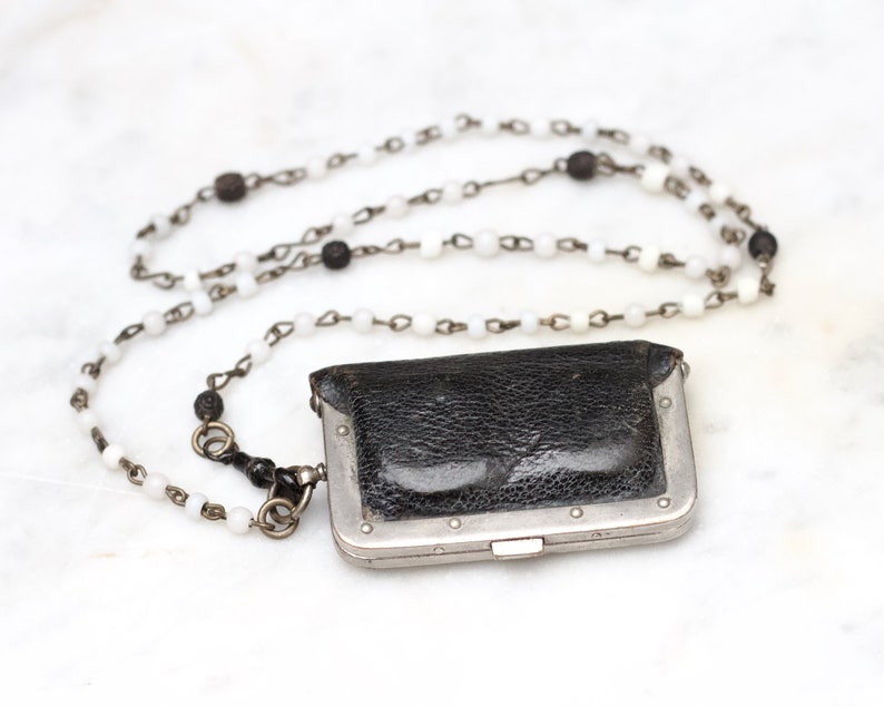 Victorian Leather Sovereign Holder Necklace - Antique Coin Purse ...