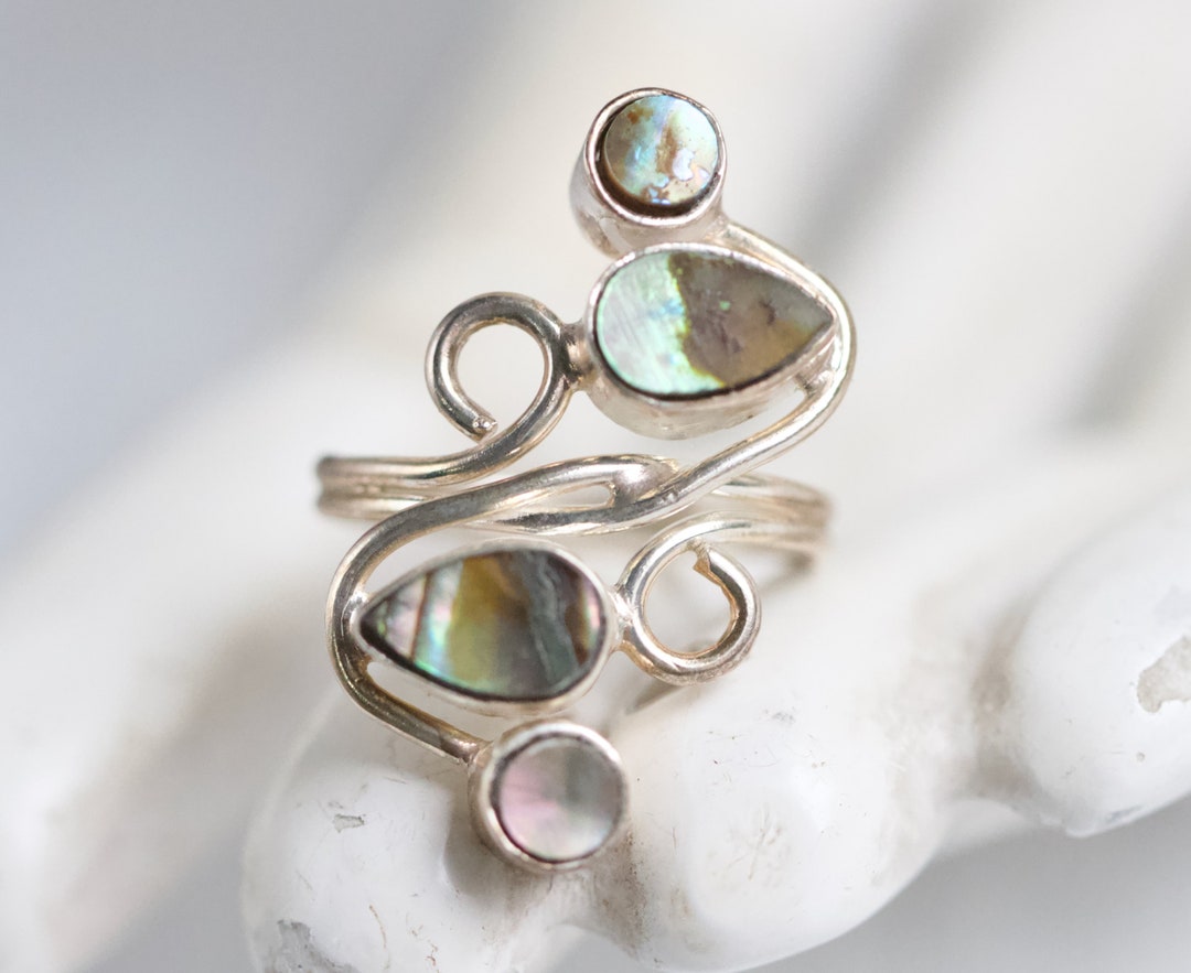 Vintage Paua Shell Sterling Silver Ring - Boho Size 5 - Etsy UK