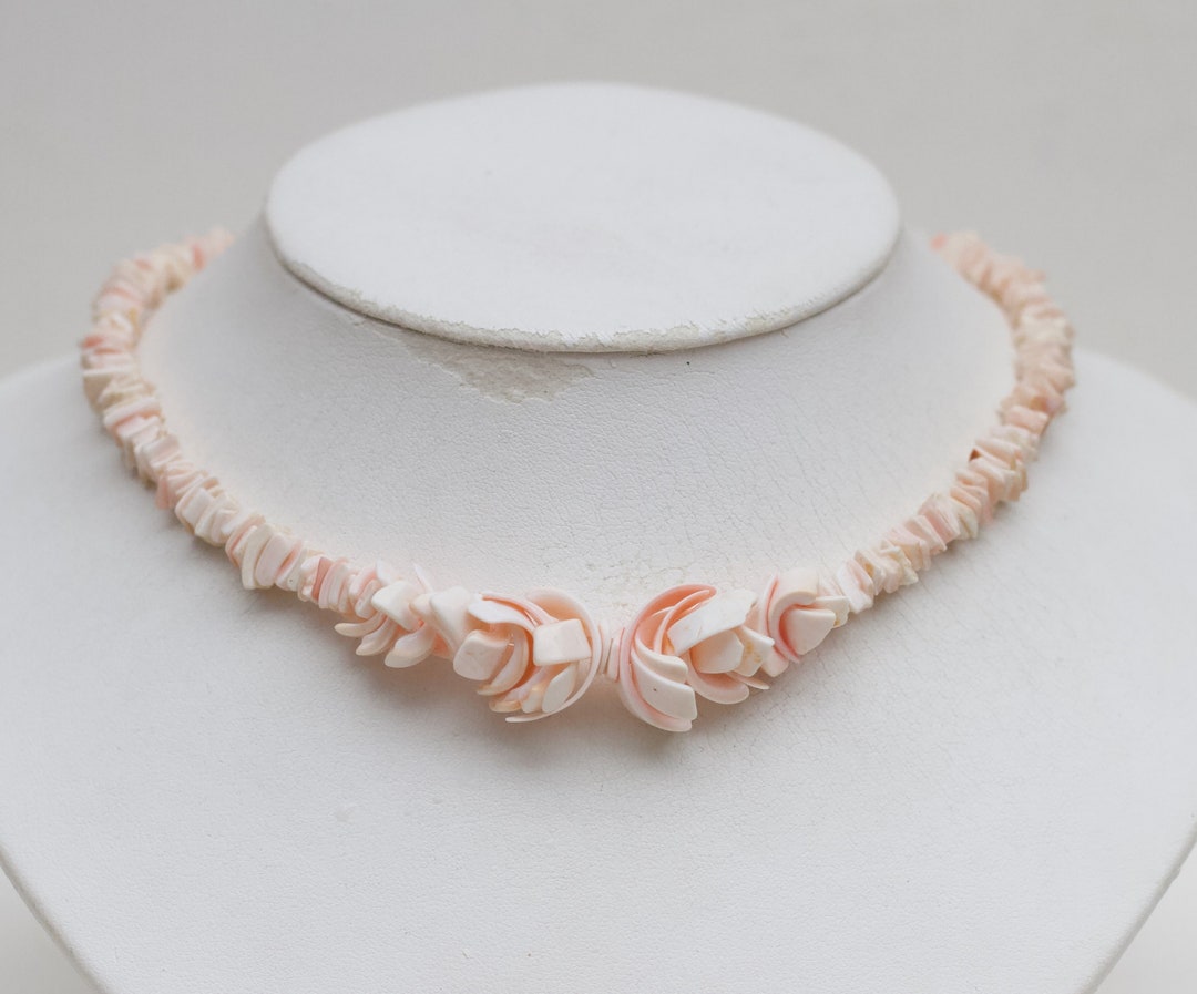 Pink Seashells Boho Necklace - Chunky Mermaid Choker - Conch Shell ...