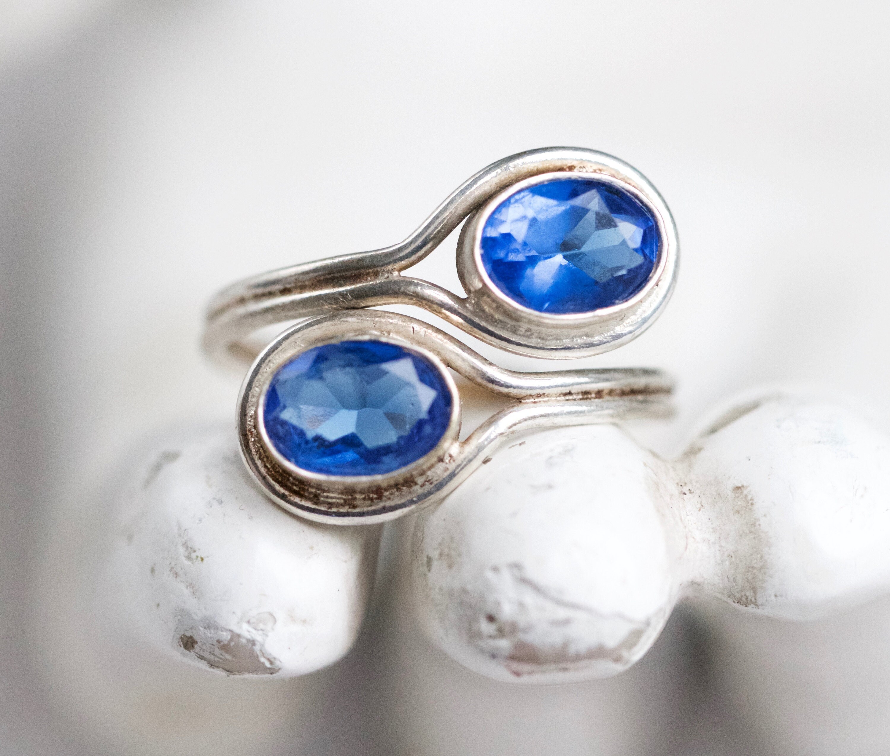 Cobalt Blue Ring size U Sterling Silver Wrap Index Finger | Etsy